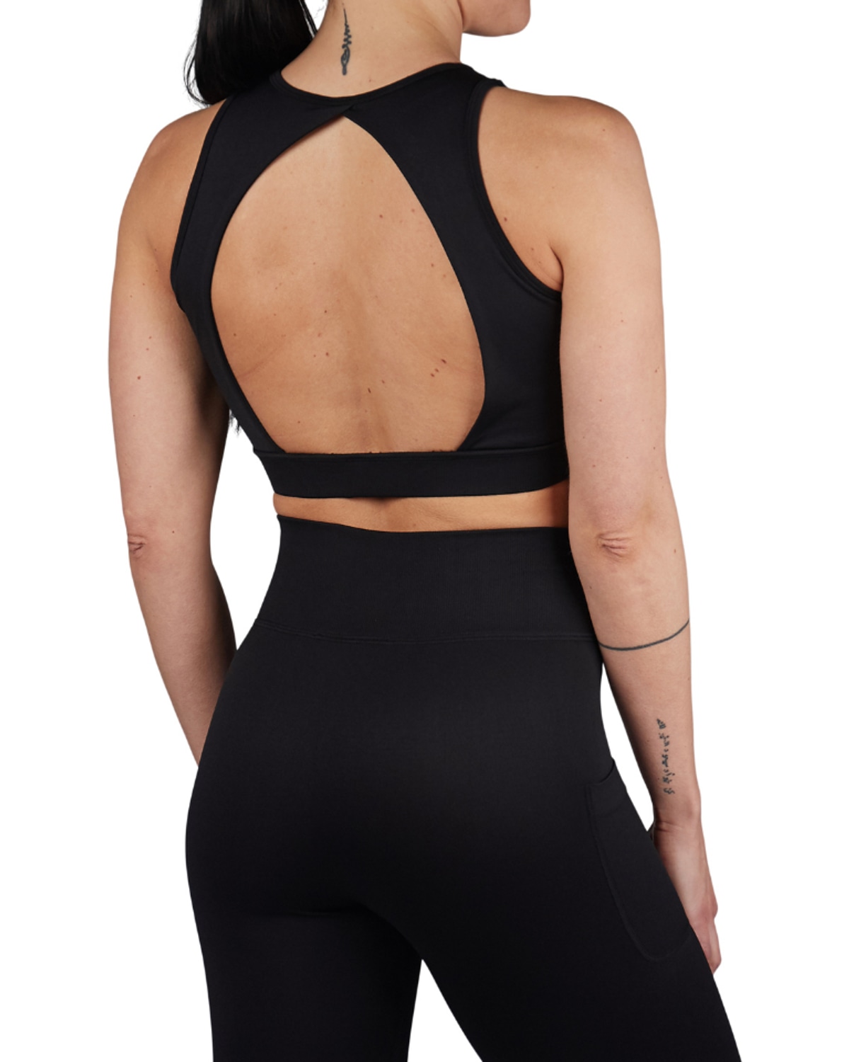 Seamless Open Back Sports Bra - Black | MM Sports